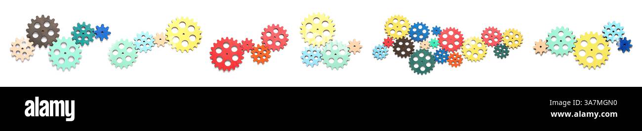 Set of many gears on white background, top view Stock Photo - Alamy