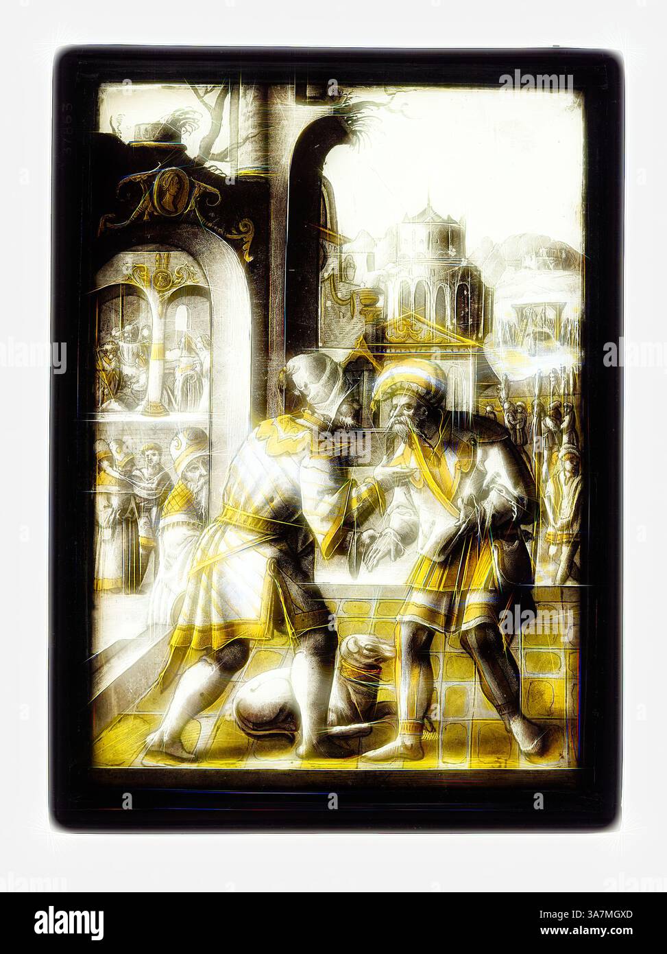 Historical scene depicts two figures in elaborate clothing hi-res stock ...