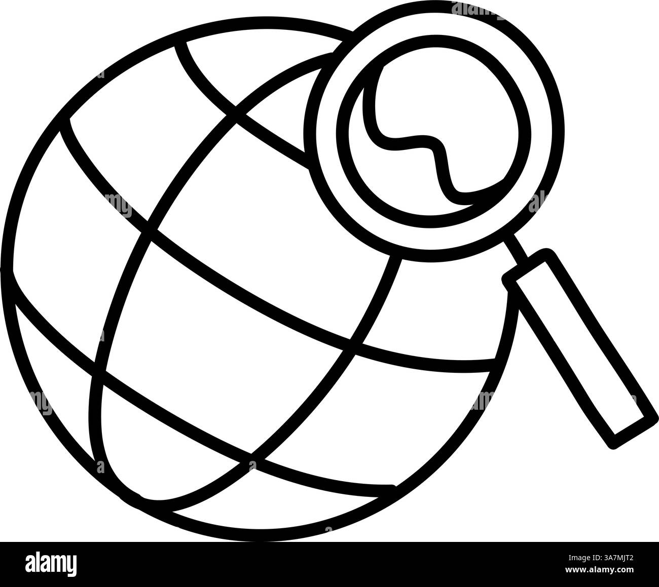 magnifier on globe icon hand drawn vector illustration Stock Vector ...