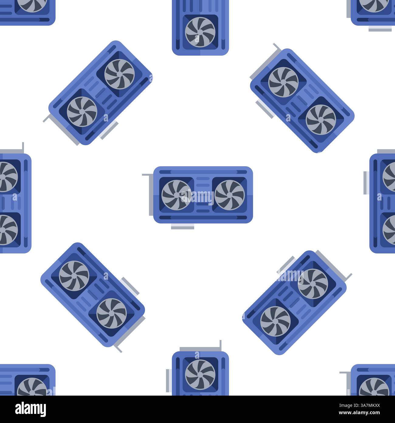 Seamless pattern of powerful graphic cards with two cooling fans ...