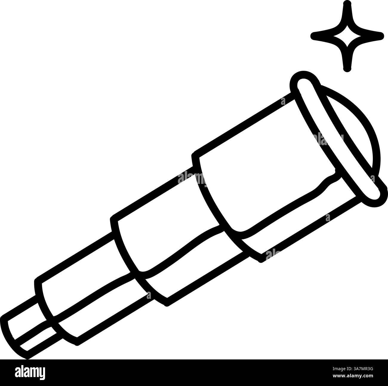 Telescope icon. Hand drawn vector illustration. Editable line stroke ...