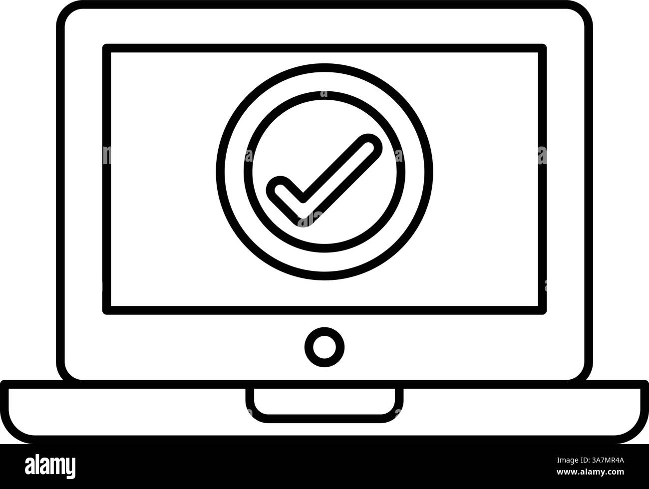 A Computer Screen With A Check Mark In The Center The Check Mark Is A Symbol Of Approval Or