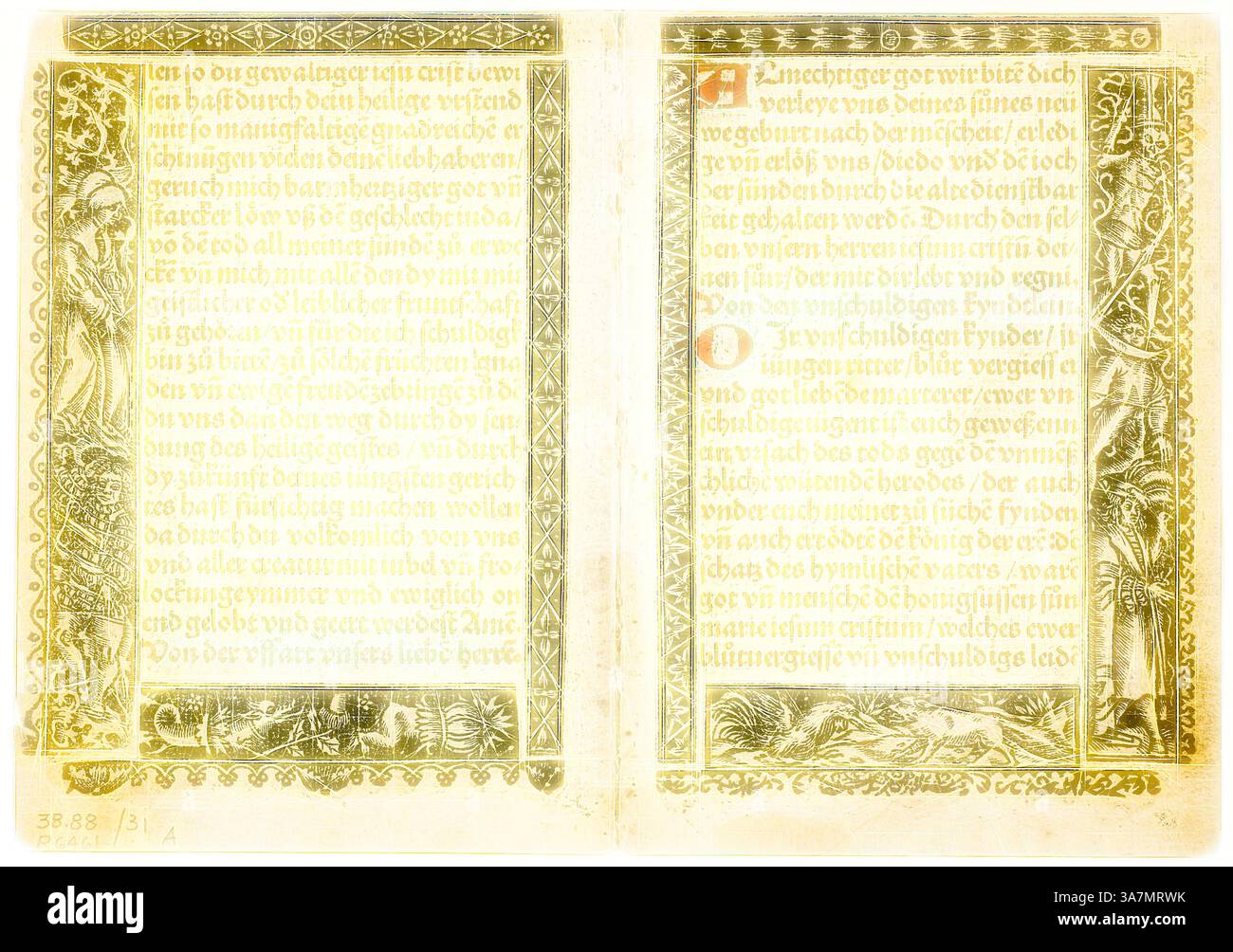 An ancient manuscript featuring intricate calligraphy and decorative ...