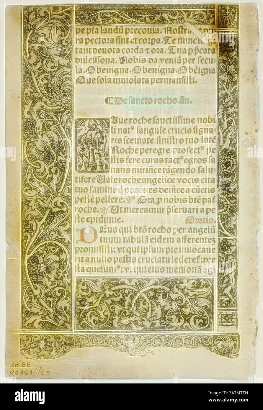 An intricate page featuring ornate borders and decorative flourishes ...