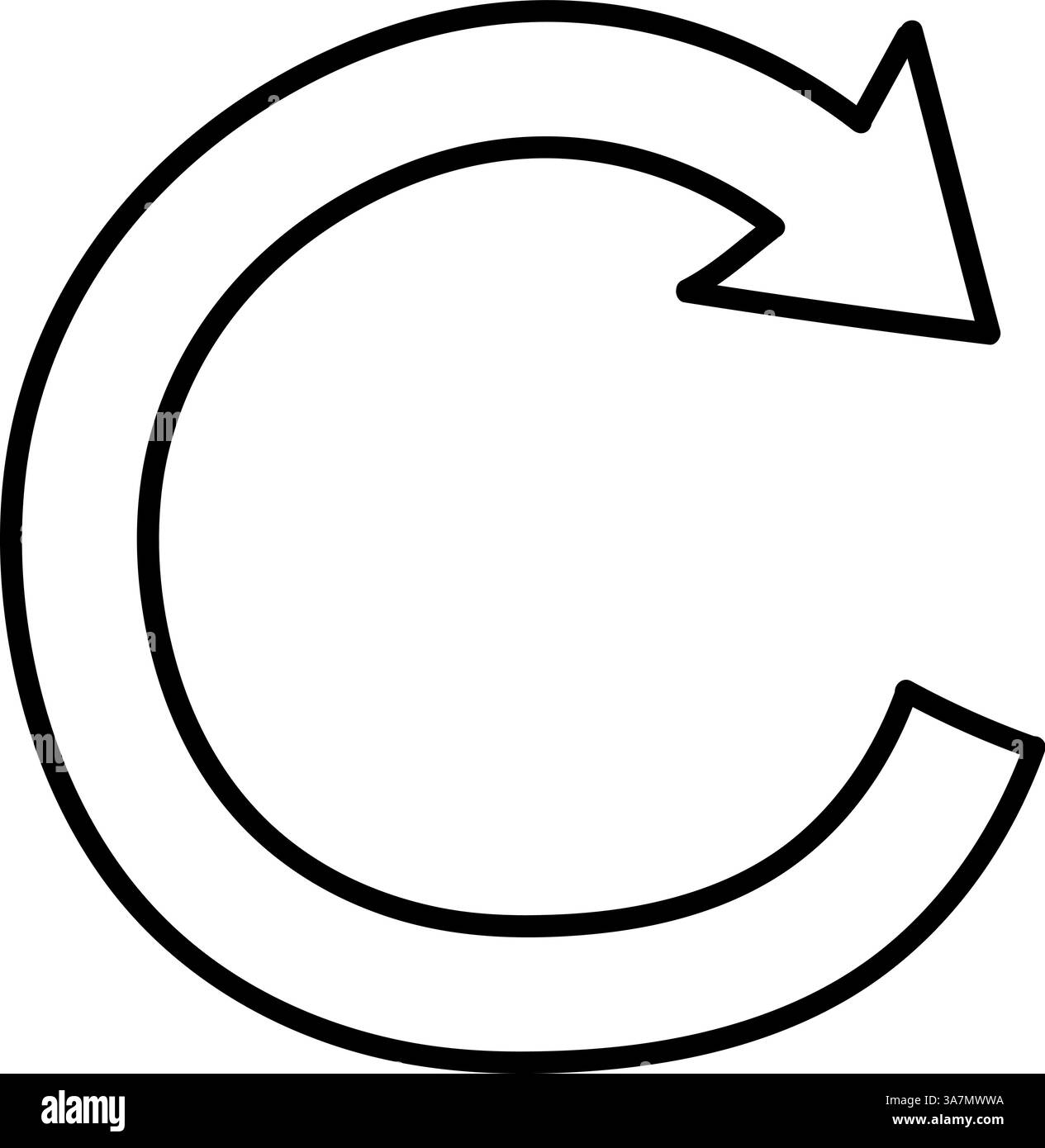 Clockwise rotating arrow icon. Hand drawn vector illustration. Editable ...