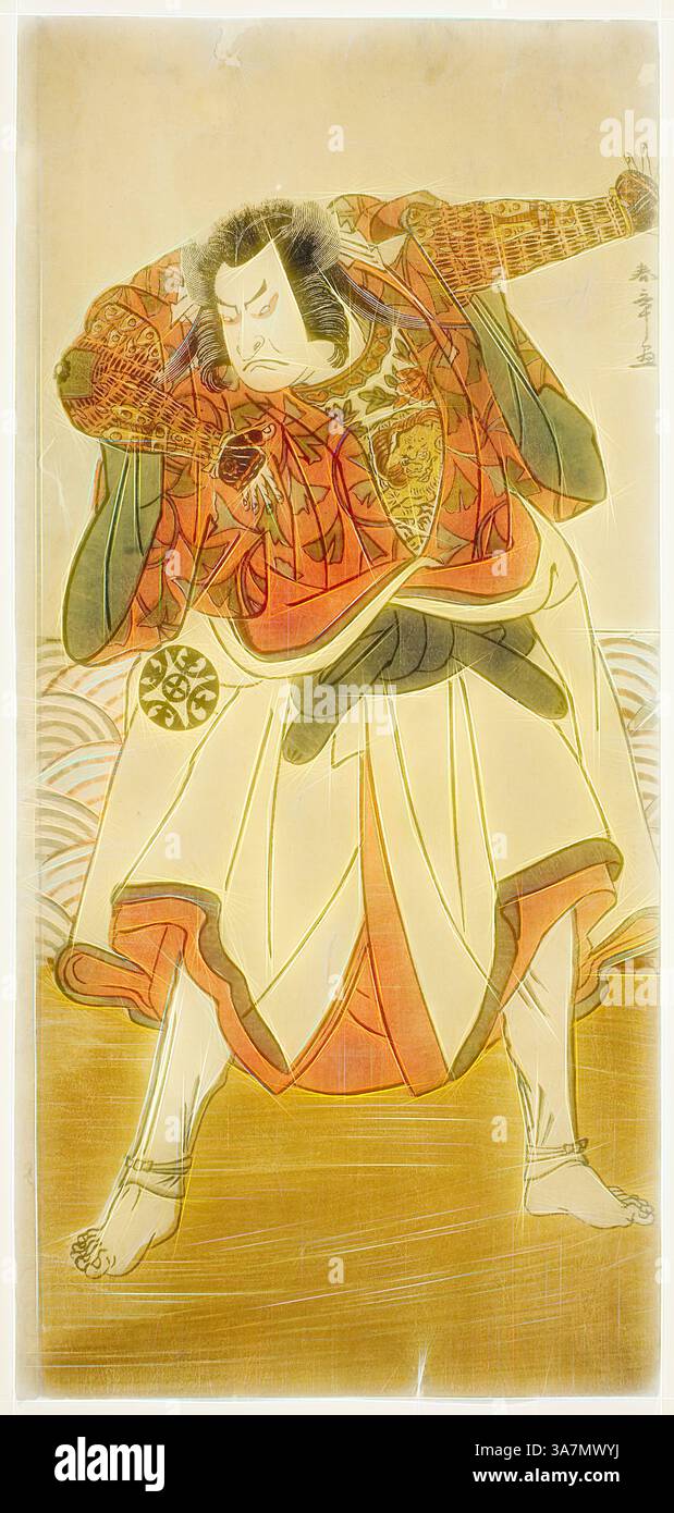 A powerful figure in traditional attire strikes a dynamic pose ...