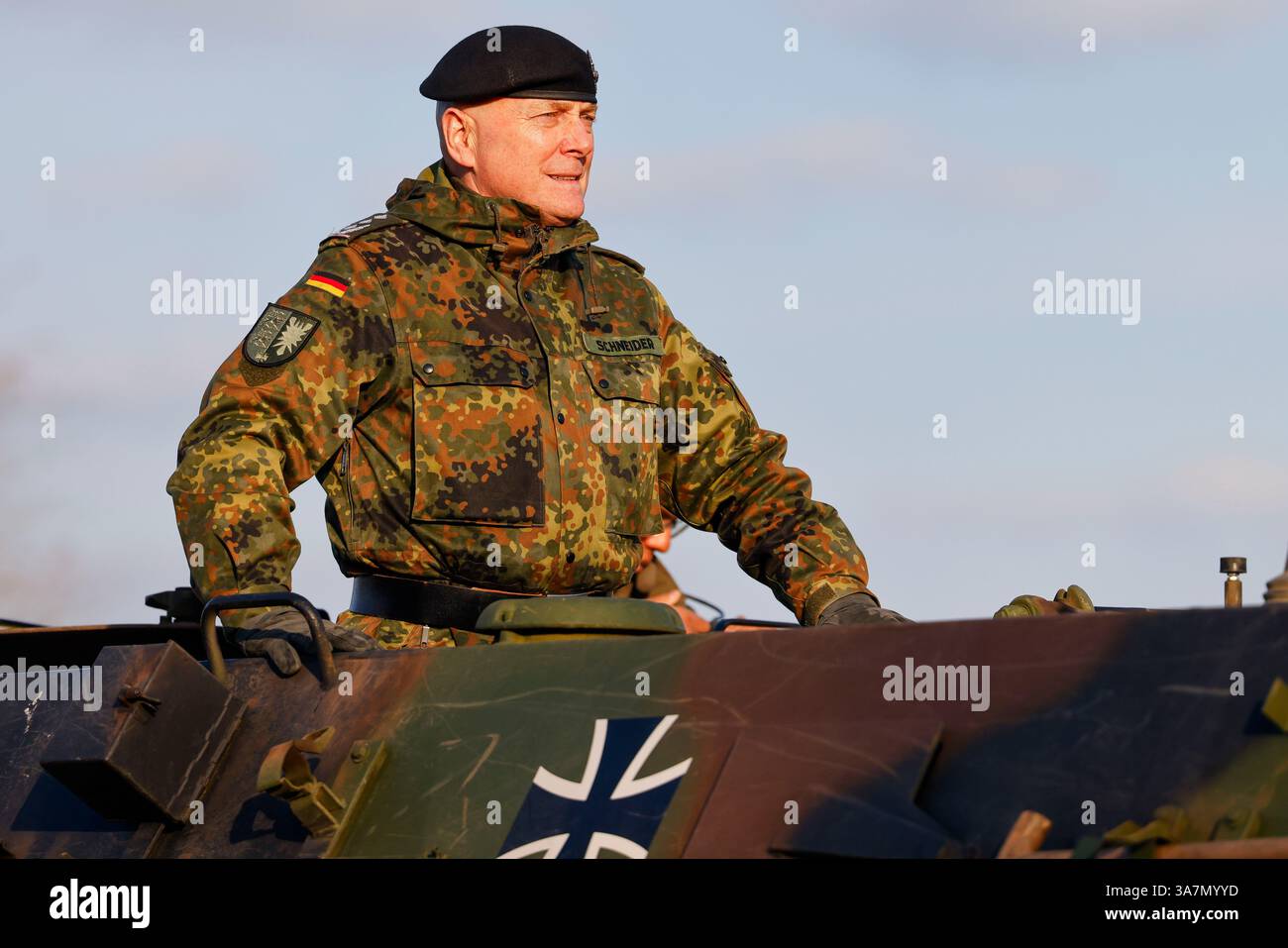 Kiel, Germany. 27th Mar, 2025. Bundeswehr Colonel Axel Schneider rides ...