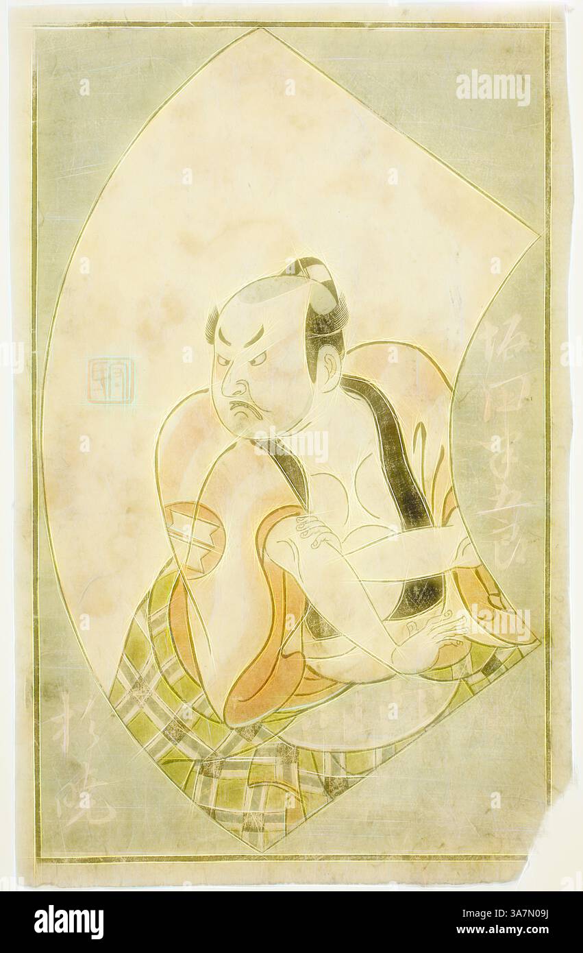 A traditional depiction of a sumo wrestler, captured in a dynamic pose ...