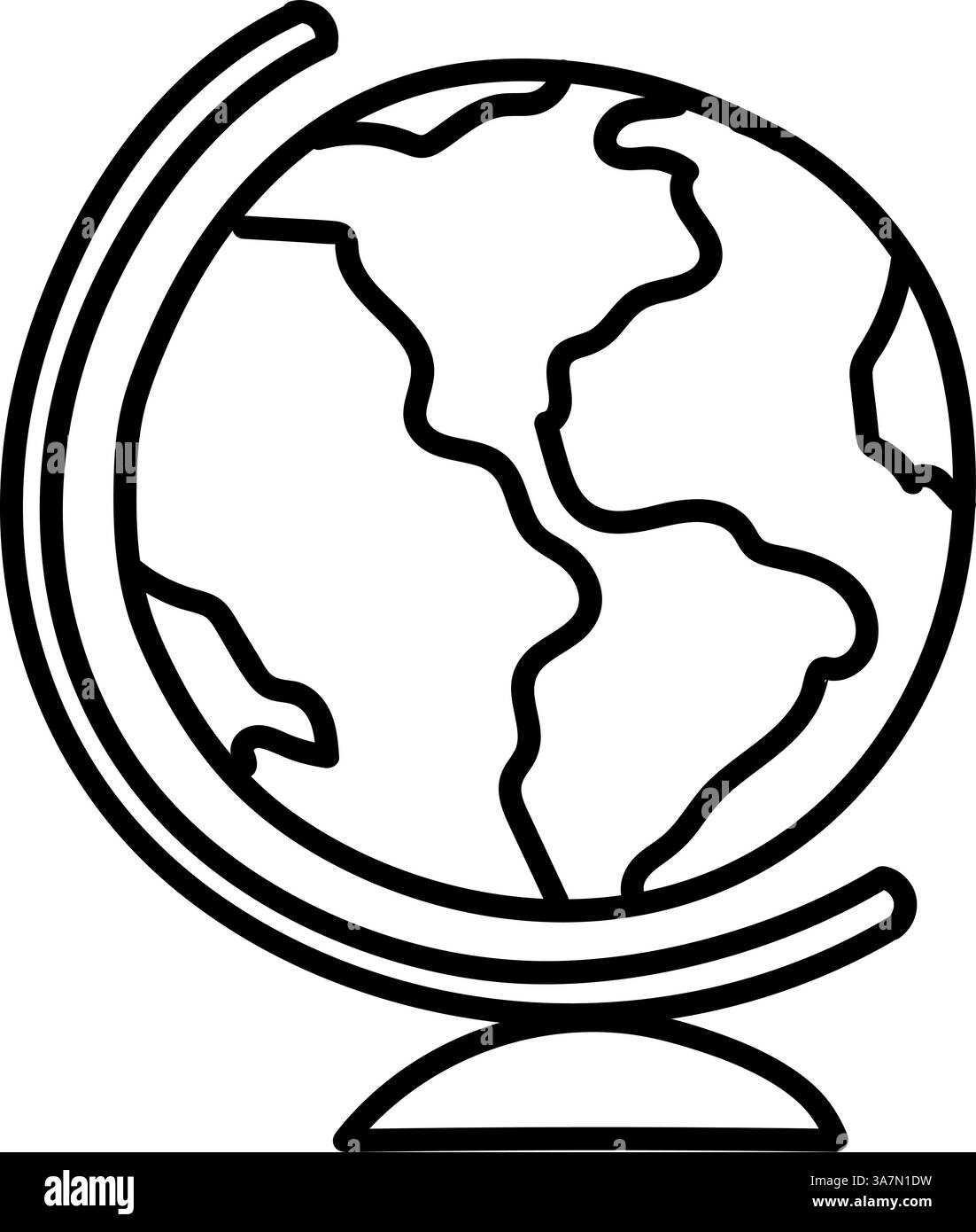 Educational globe icon. Hand drawn vector illustration. Editable line ...