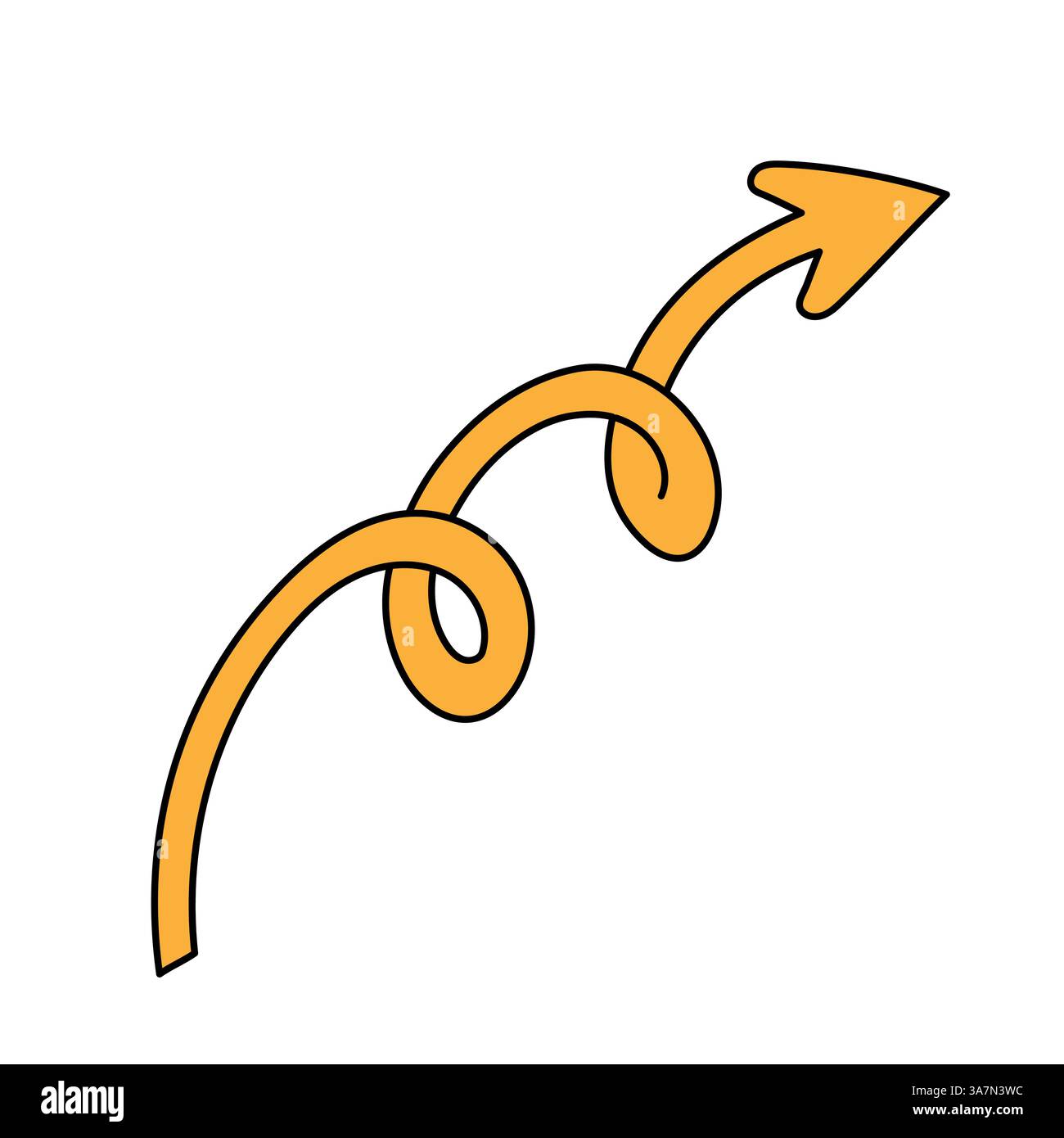 yellow twisted arrow hand drawn vector illustration Stock Vector Image ...