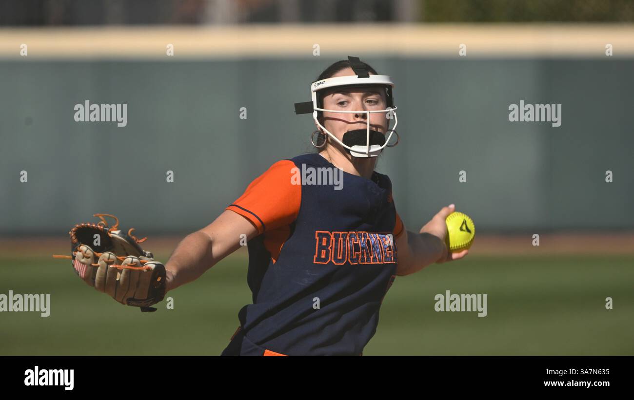 Bucknell's Sarah Zimmerman (5) plays Lipscomb in an NCAA softball game ...