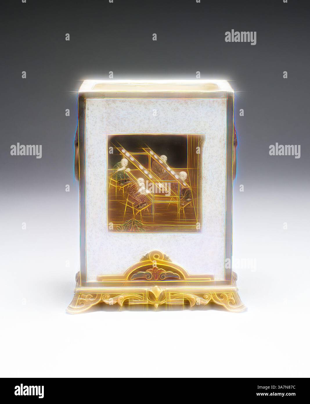 A beautifully crafted box featuring intricate designs and a scene ...