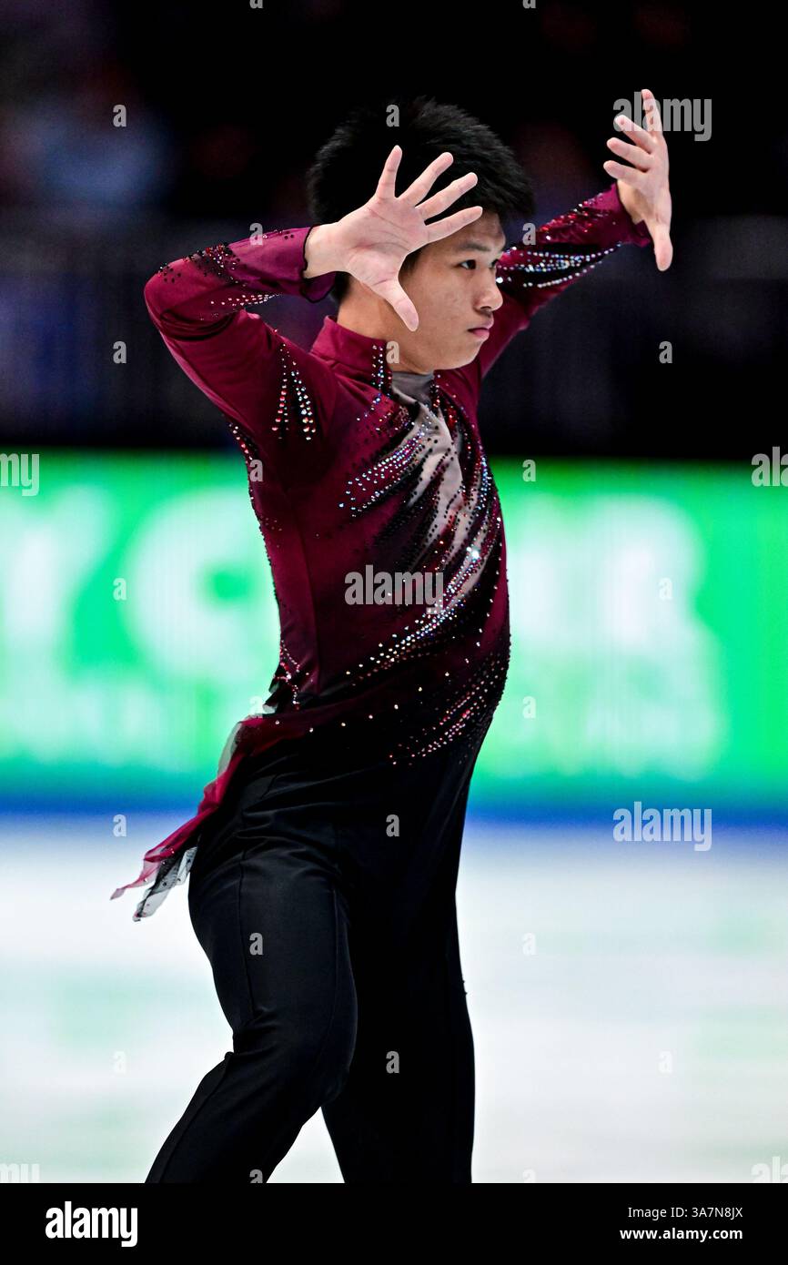 Yu-Hsiang LI (TPE), during Men Short Program, at the ISU World Figure Skating Championships 2025 ...