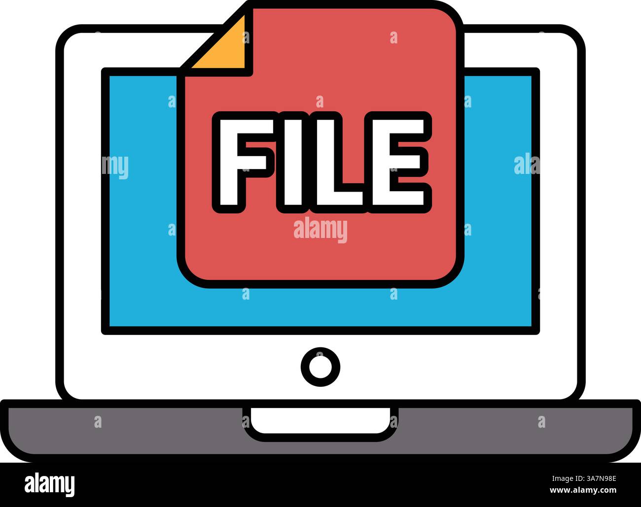 A computer screen with a red and blue file icon. The file icon is on ...