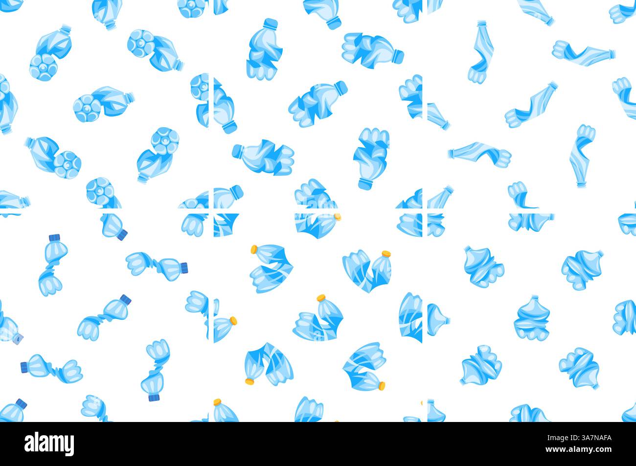 Seamless pattern representing plastic bottles recycling process ...