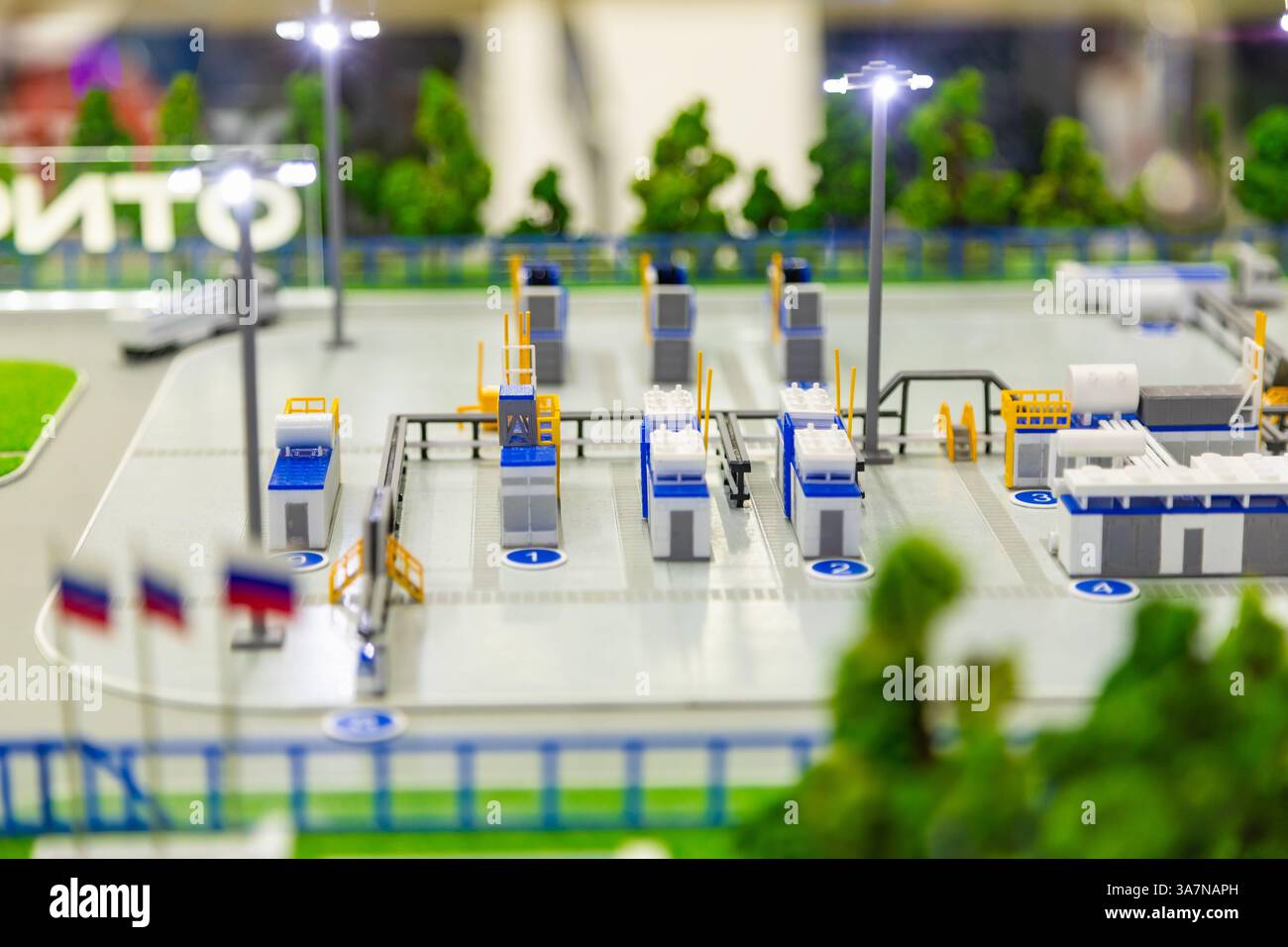 Miniature model of a gas processing facility, highlighting industrial ...
