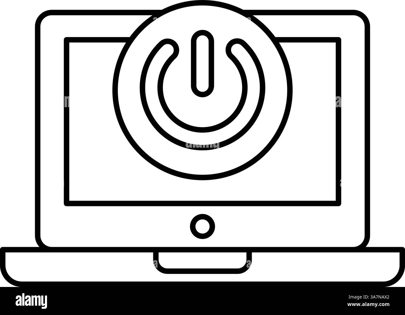 A computer monitor with a power button in the center. The power button ...