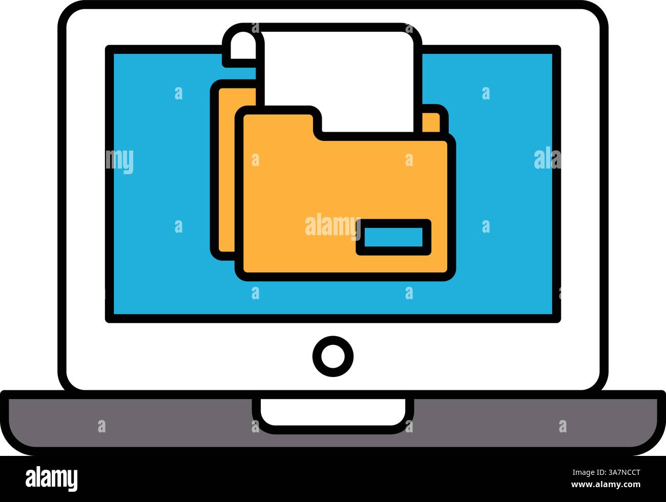 A laptop screen shows a folder with a yellow folder icon. The folder is ...