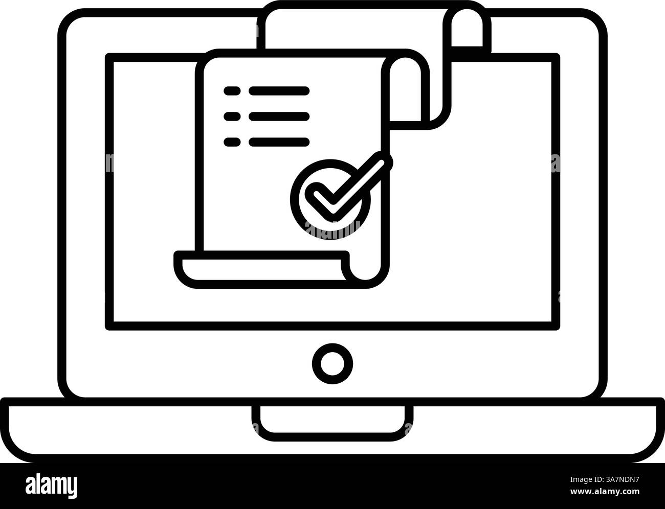 A computer screen displays a piece of paper with a check mark on it ...