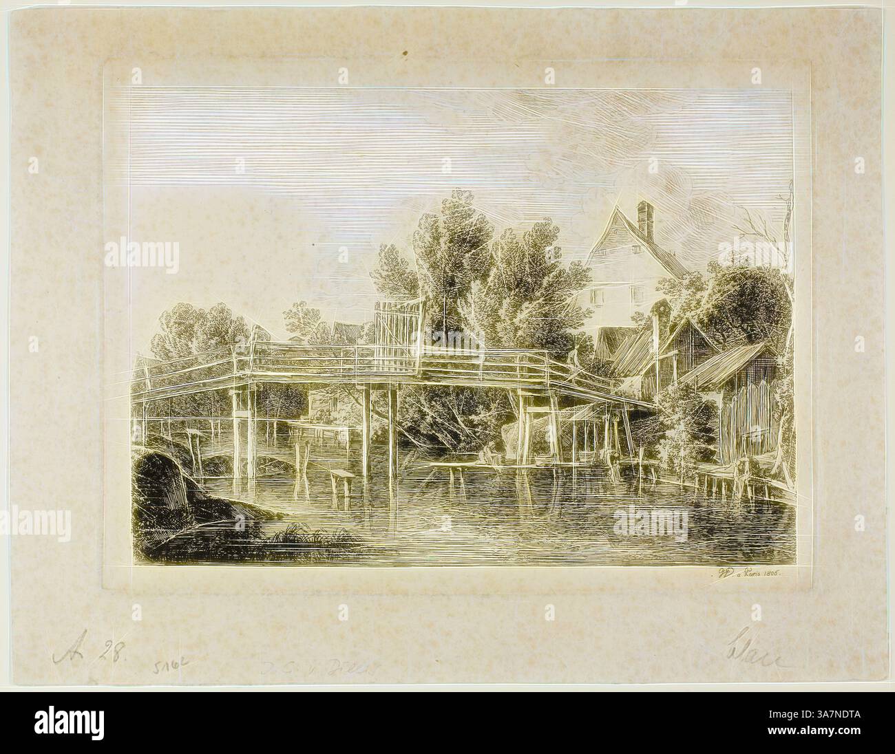 A serene riverside scene featuring a wooden pier extending into calm ...