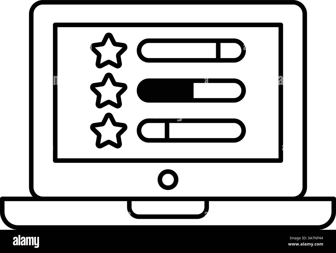 A laptop screen with a star rating system and a progress bar. The ...