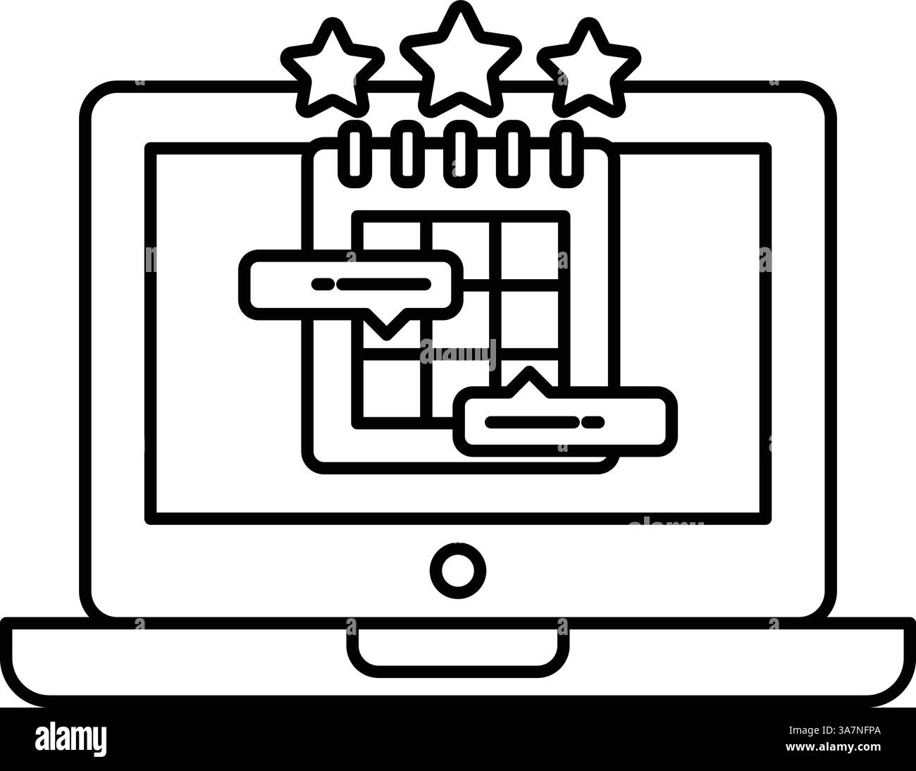 A laptop screen with a calendar and stars on it. The calendar is a ...