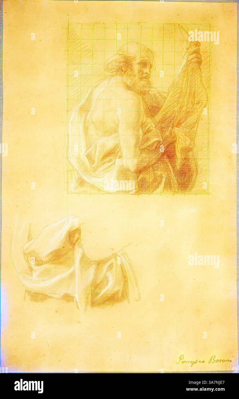 The artwork features a detailed study of drapery and form, showcasing a ...