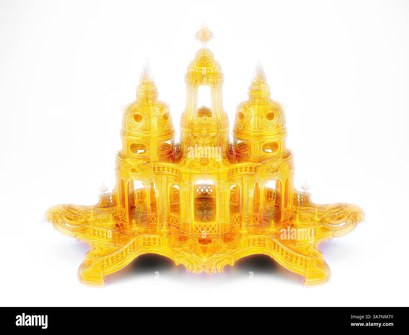 An intricately designed architectural structure featuring ornate towers ...