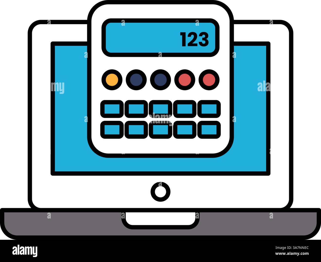 A calculator is displayed on a laptop screen. The calculator is set to ...