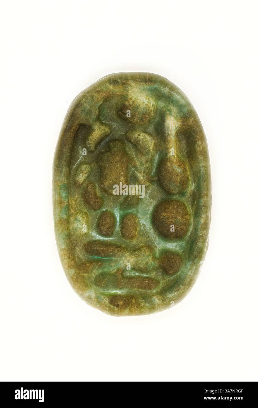 An intricately carved stone amulet featuring abstract shapes and ...