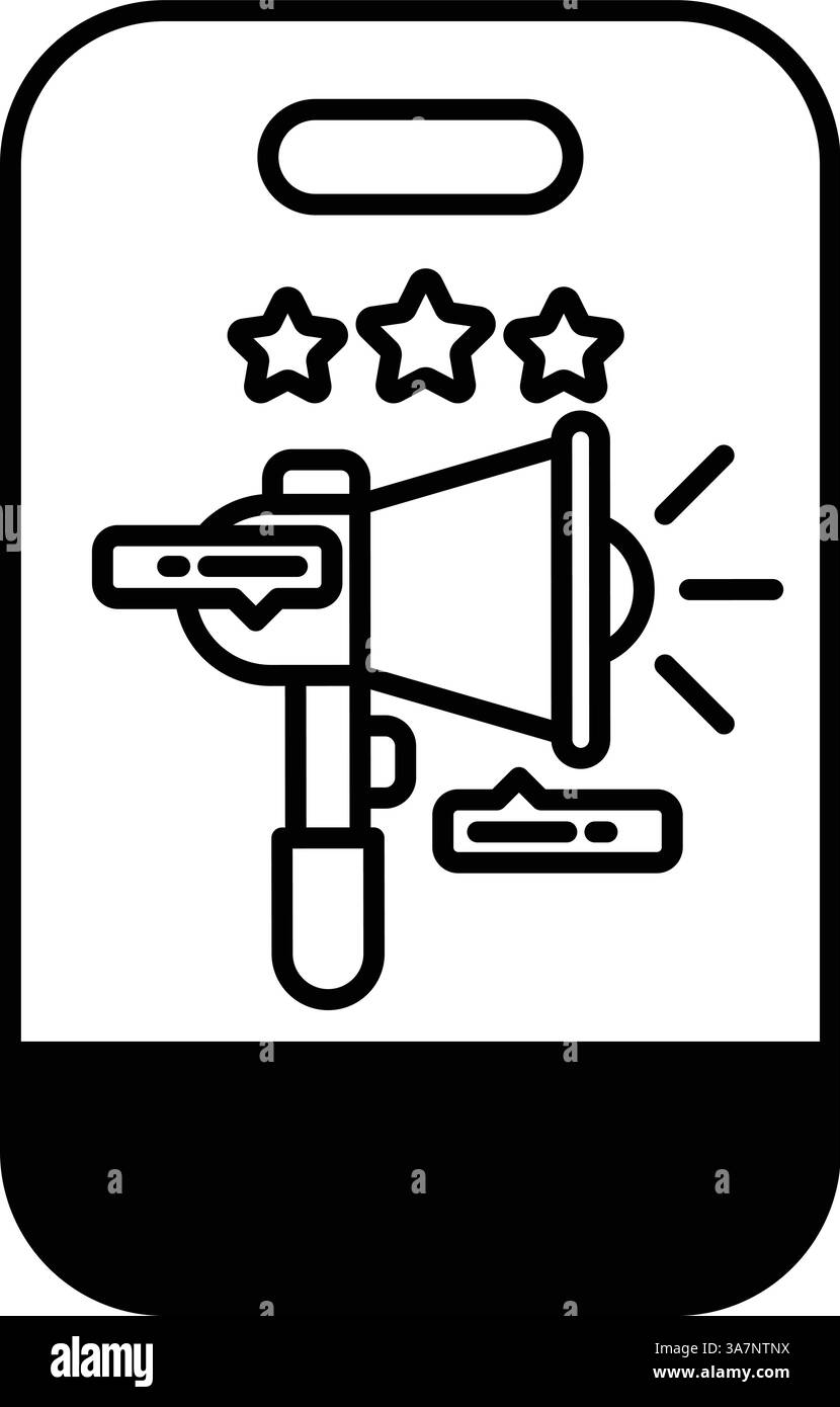 A black and white image of a microphone with three stars on it. The ...