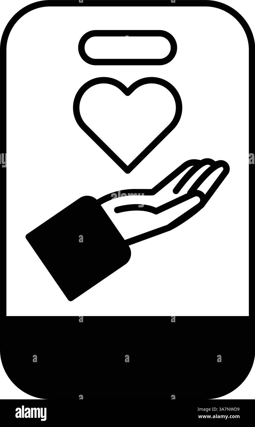 A hand holding a heart symbolizes love and care. The image conveys a ...