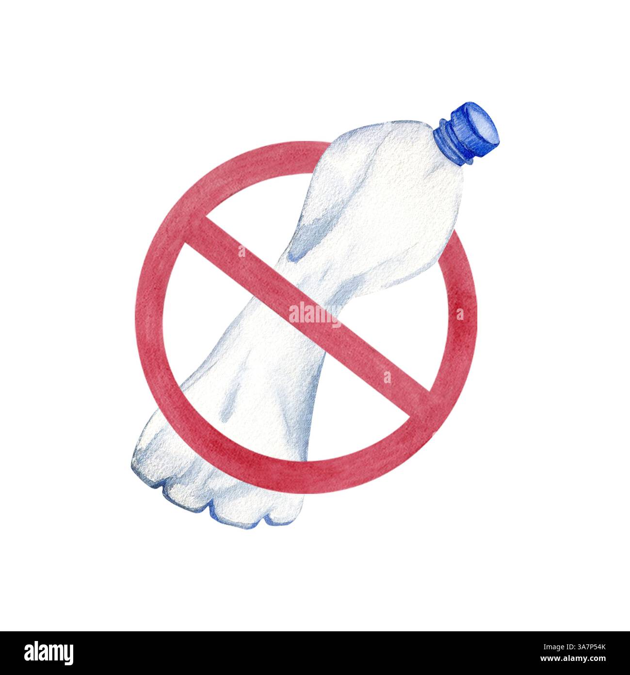 Plastic transparent bottle crossed out with a prohibition sign isolated ...