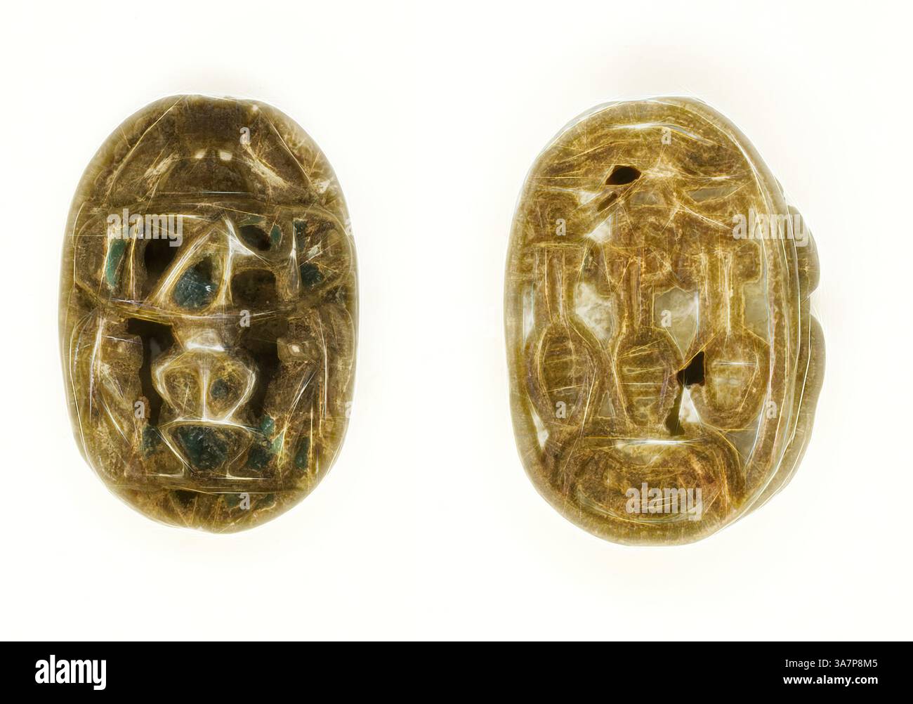 Two intricately carved stones display ancient hieroglyphic inscriptions ...