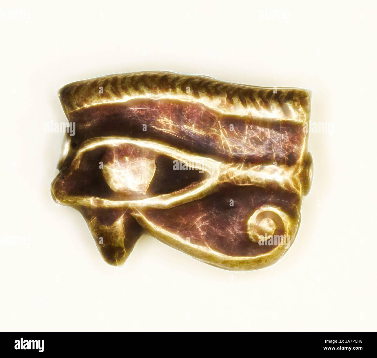 An intricately carved amulet featuring an eye design, showcasing rich ...