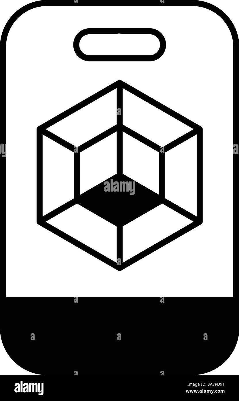 A phone with a cube on it. The cube is black and white Stock Vector ...