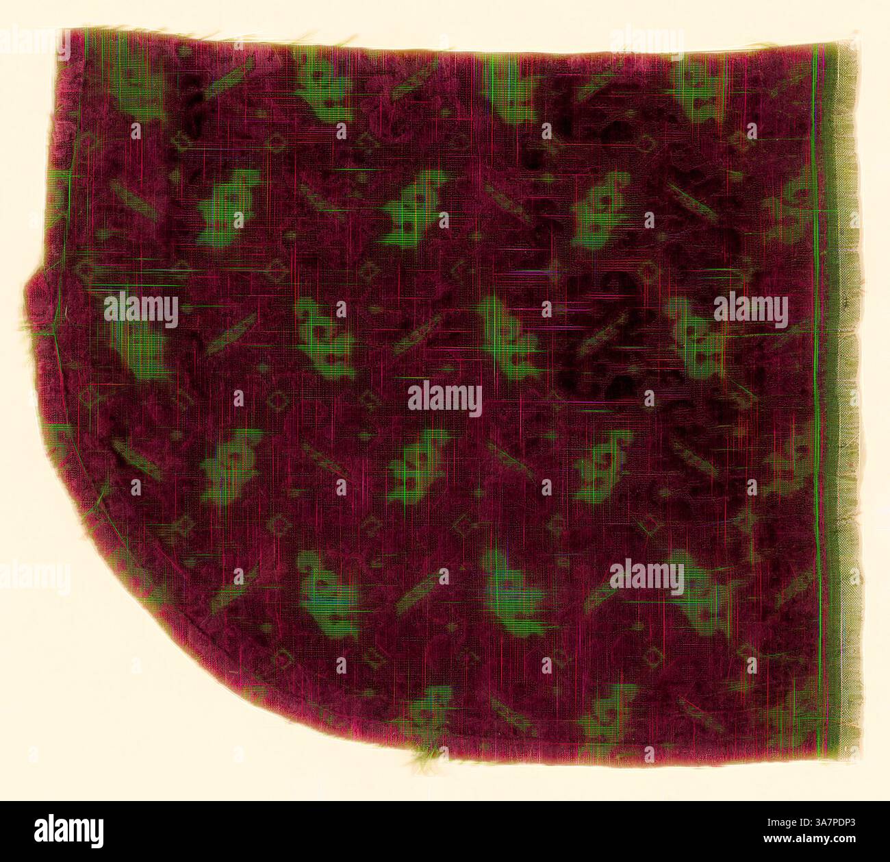 A vivid textile featuring abstract patterns, characterized by swirling ...