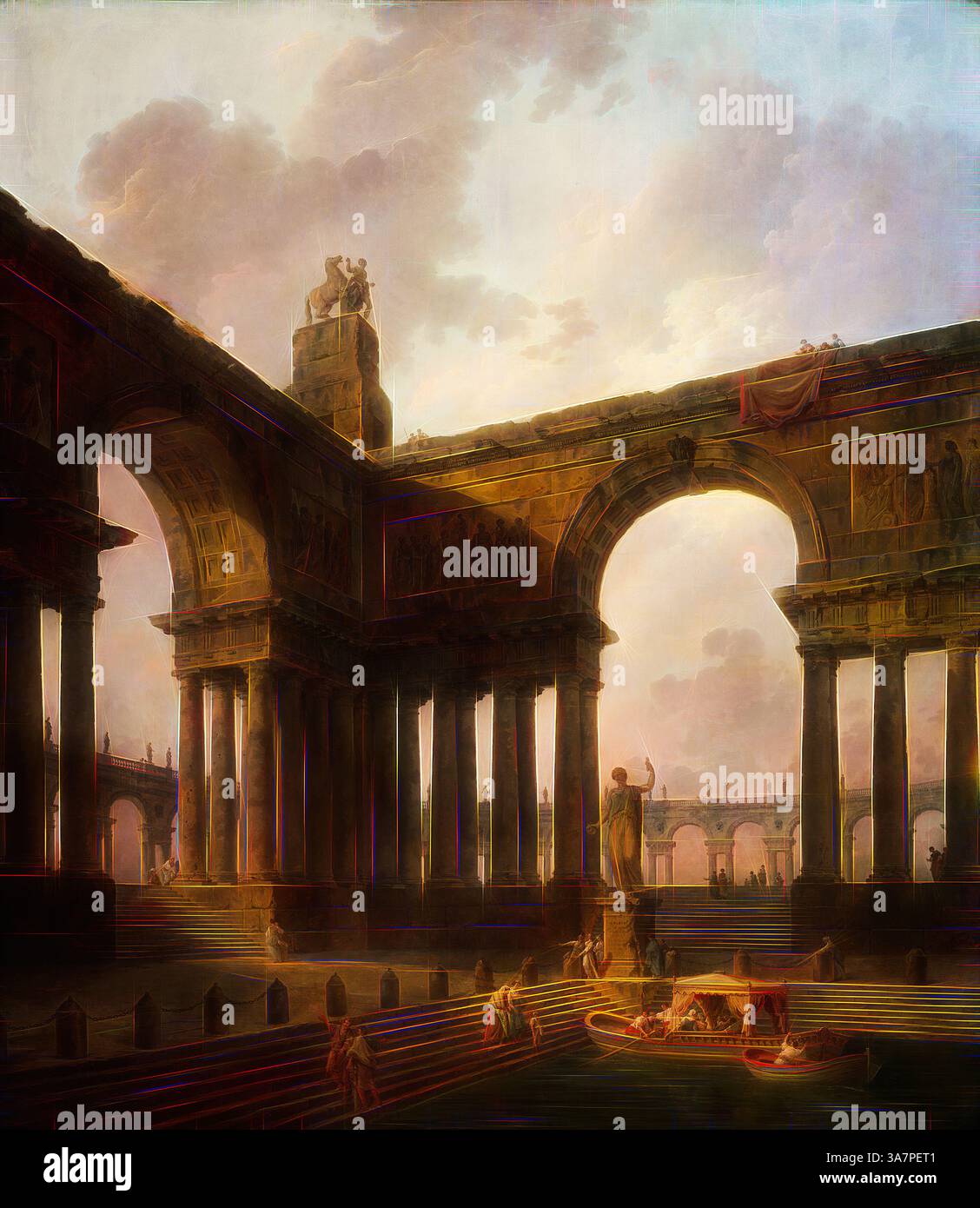 A grand architectural ruins scene, featuring soaring arches and ...