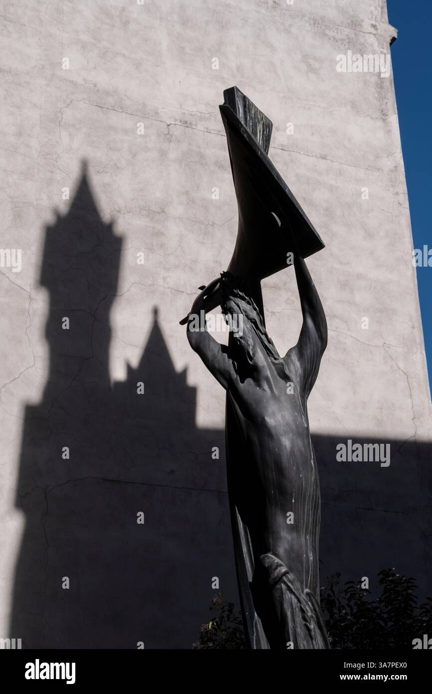 The crucifixion of Jesus statue located in the courtyard of the Church ...