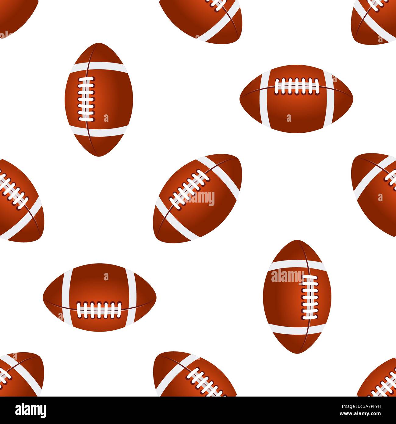 American football balls seamless pattern on white background Stock ...
