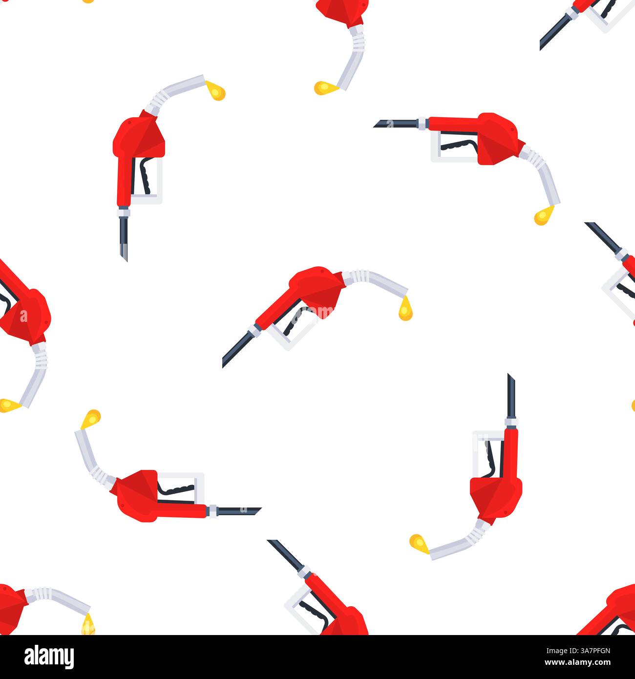 Fuel nozzle dripping gasoline on seamless pattern background Stock ...