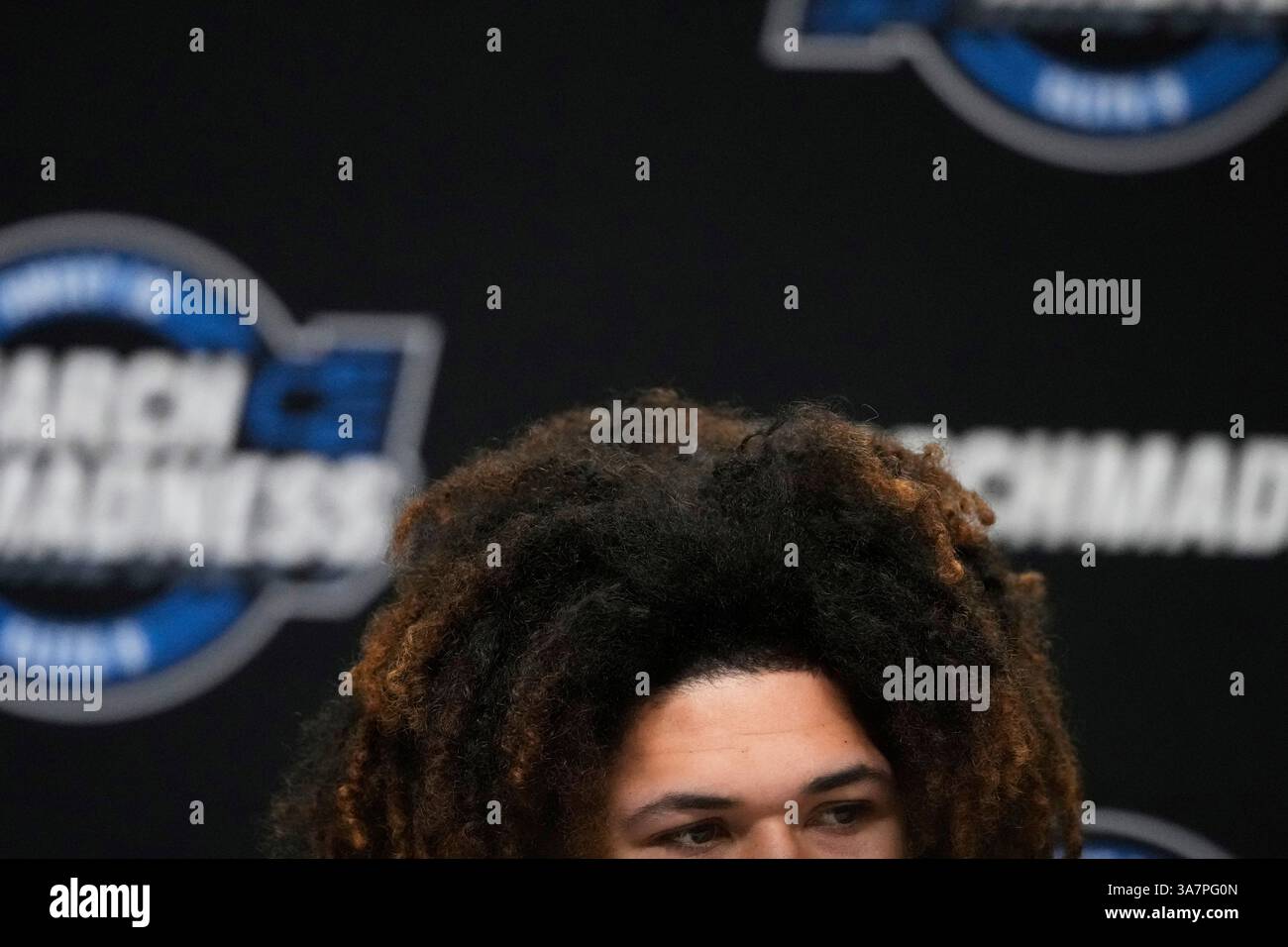 Michigan guard Tre Donaldson (3) speaks during a news conference ...