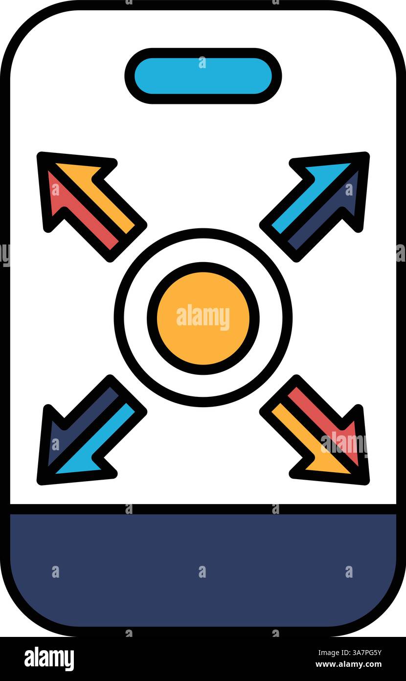 A phone with four arrows pointing in different directions. The phone is ...