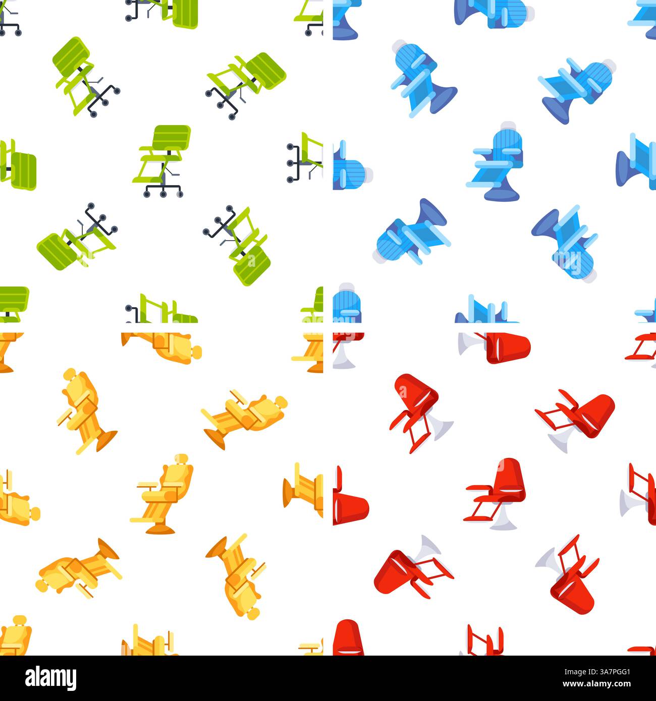 Colorful chair pattern showcasing office, airplane, barber and waiting ...