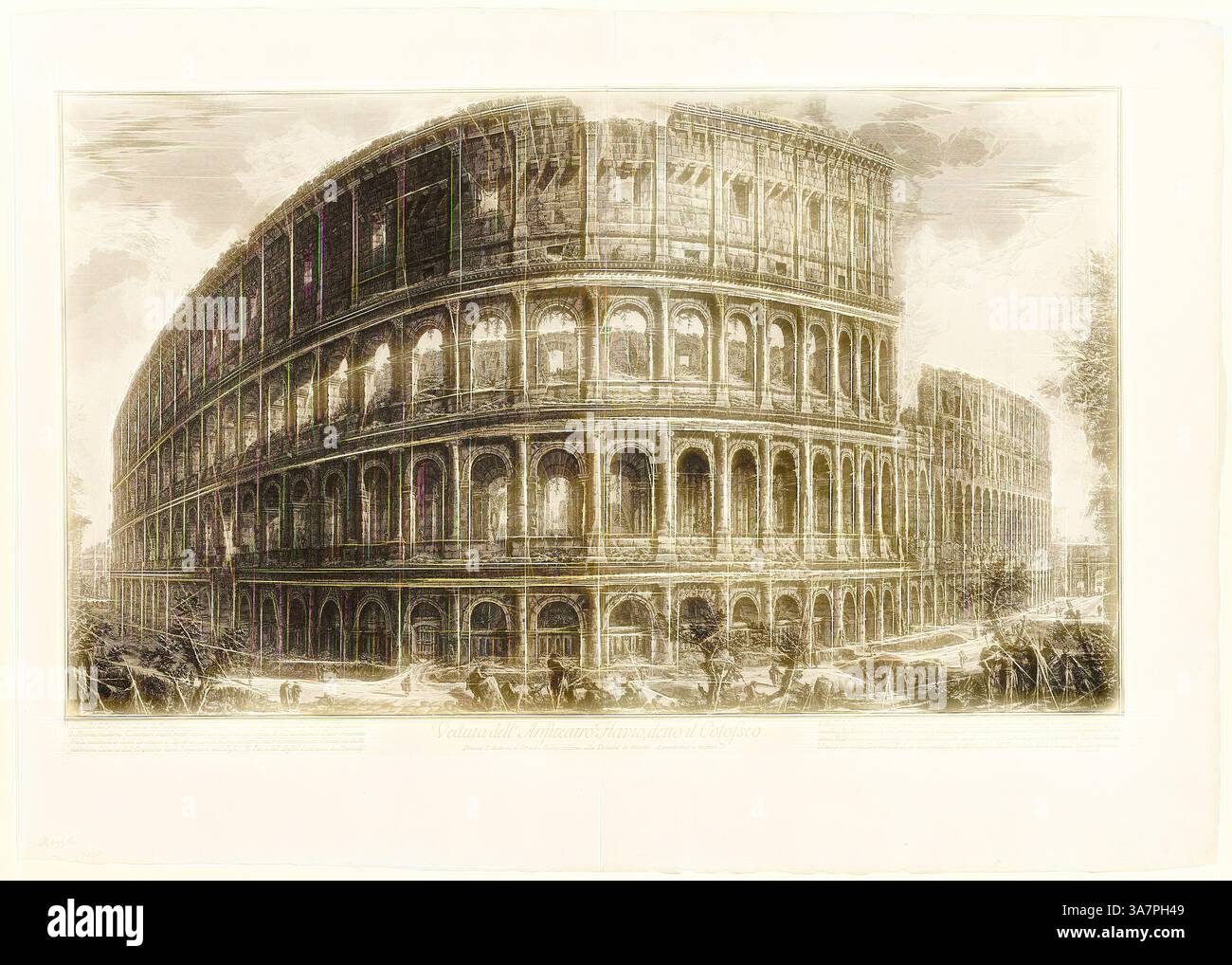 An intricately detailed illustration of a grand ancient amphitheater ...