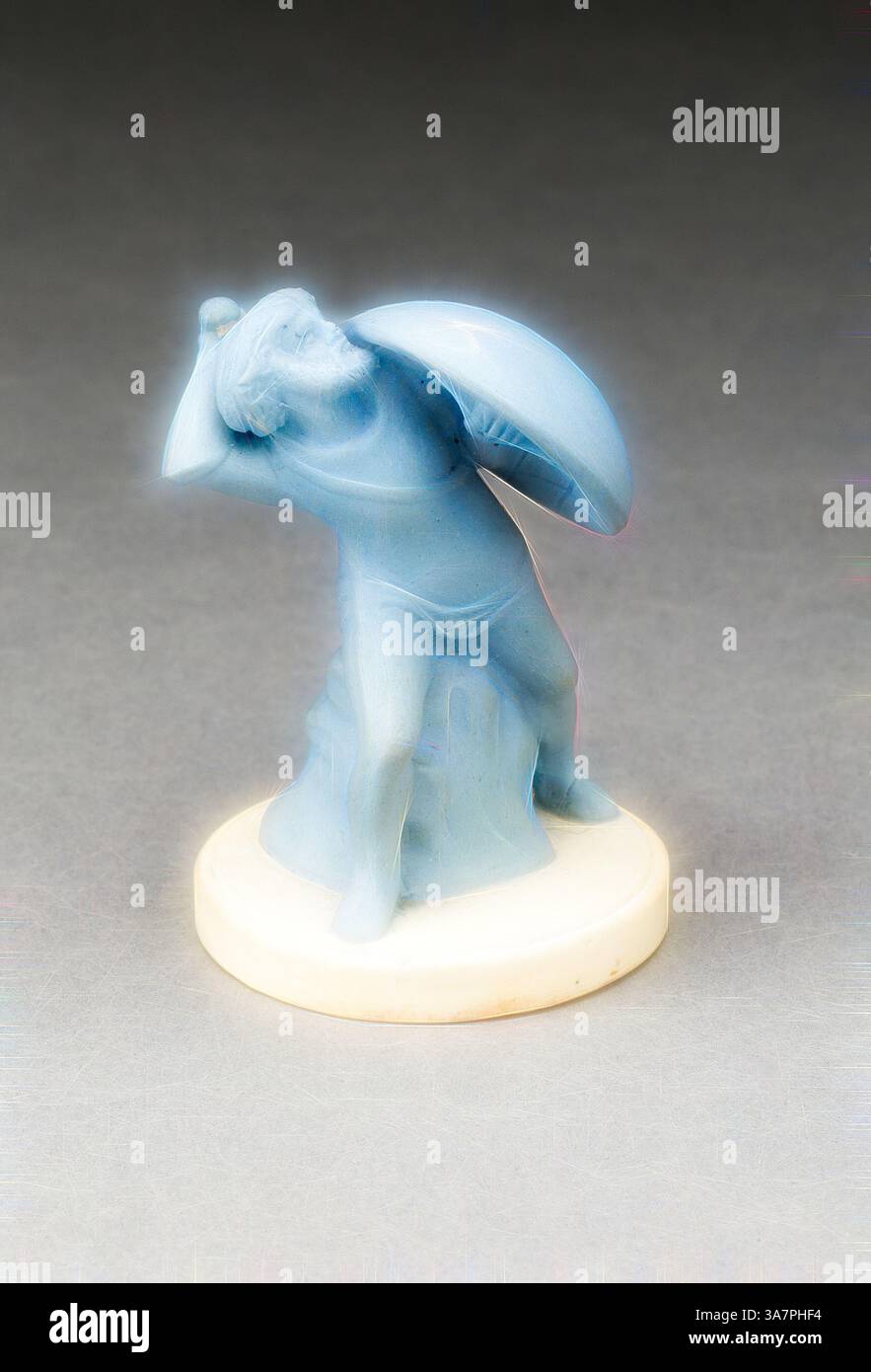 A delicate ceramic figure depicting a warrior in a dynamic pose ...