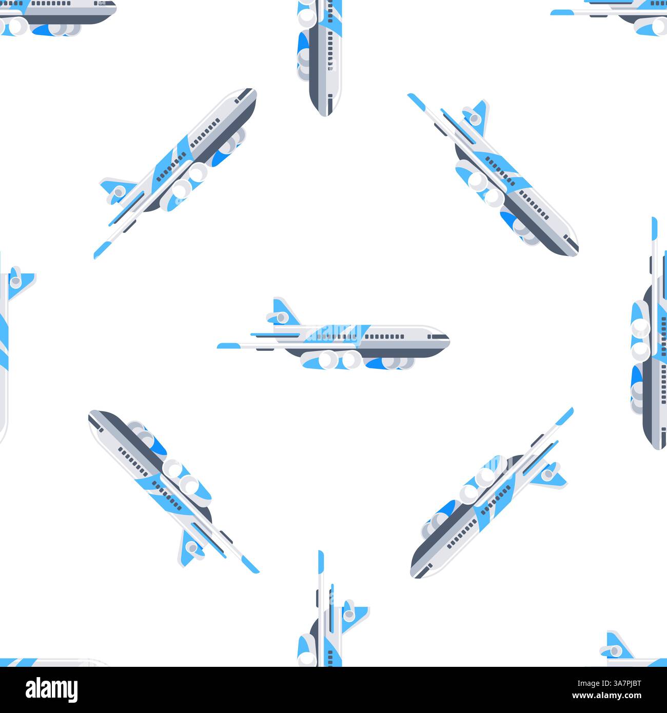 Seamless pattern of passenger airplane flying in different directions ...