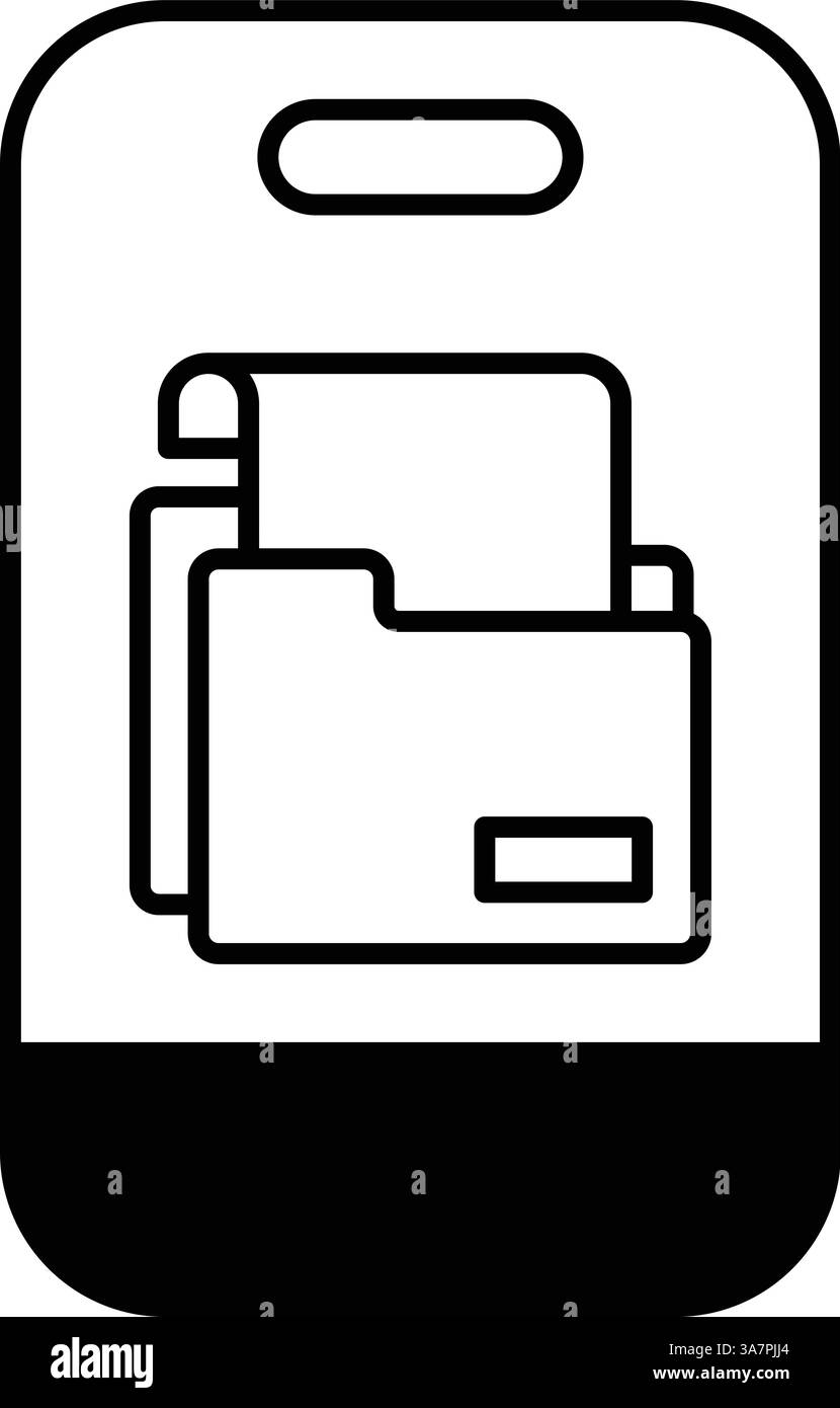 A phone with a folder icon on it. The folder icon is open and has a ...