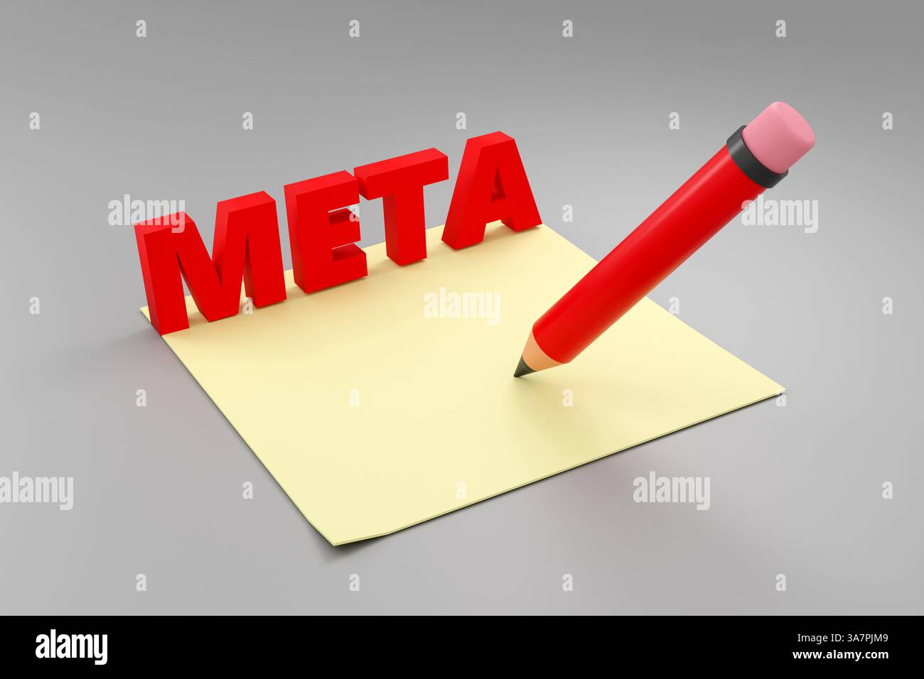 3d rendered sign Meta on grey podium, soft light, smooth background, 3d ...