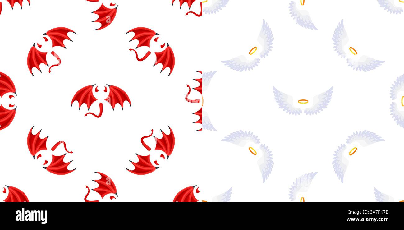 Devil and angel wings representing good and evil creating seamless ...